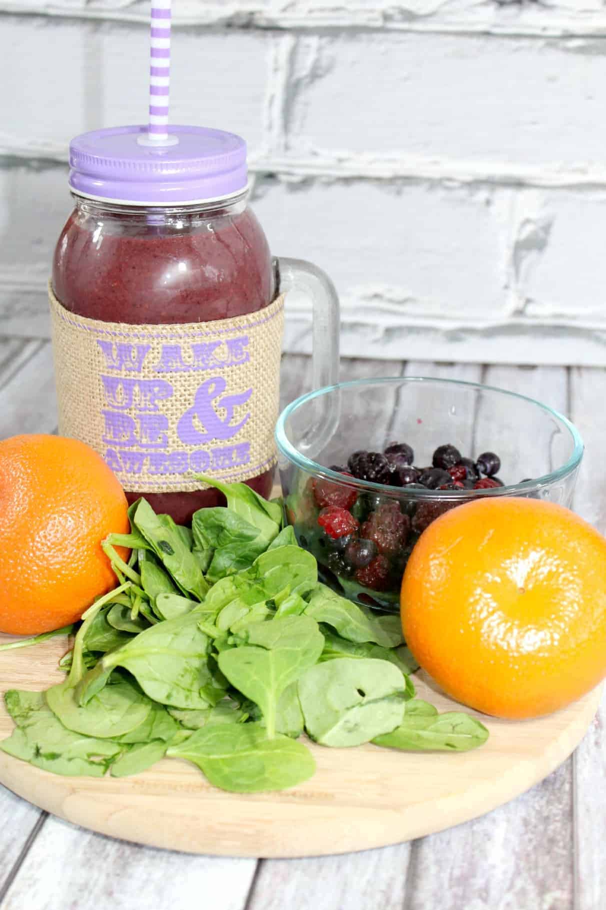 Triple Berry Smoothie With Spinach | Teaspoon Of Goodness