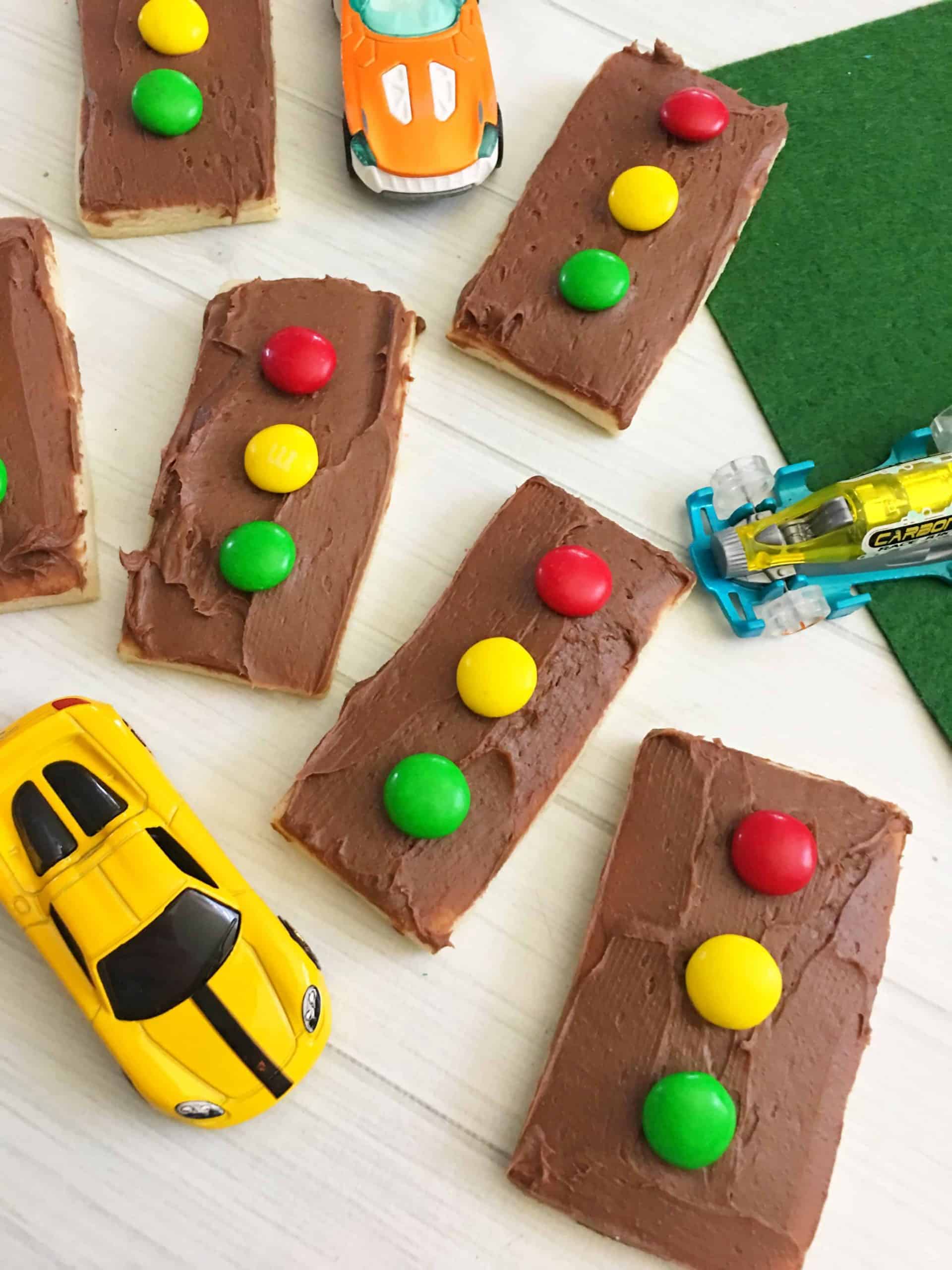Stoplight Iced Chocolate Shortbread Cookies | Teaspoon Of Goodness