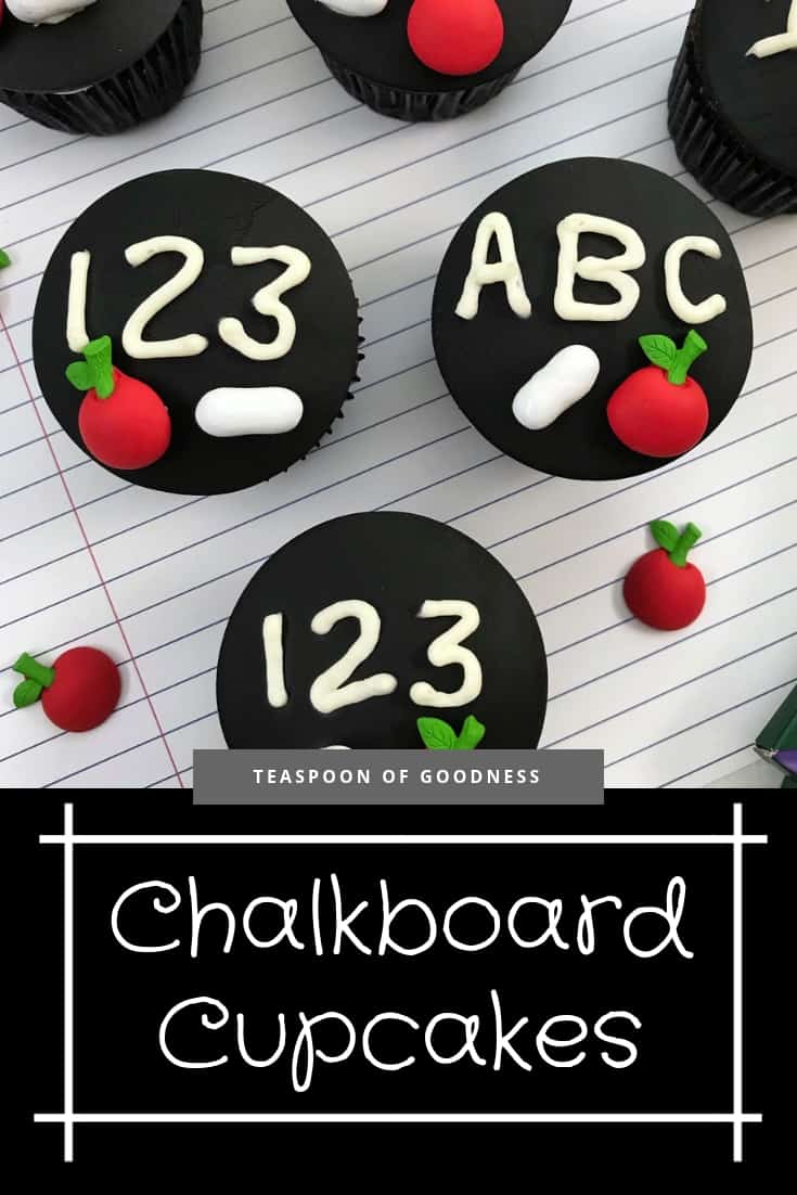 Back To School Cupcakes Decorated Like Chalkboards