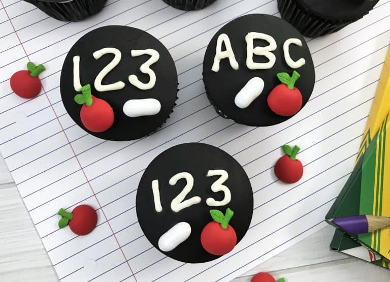 Back To School Cupcakes Decorated Like Chalkboards