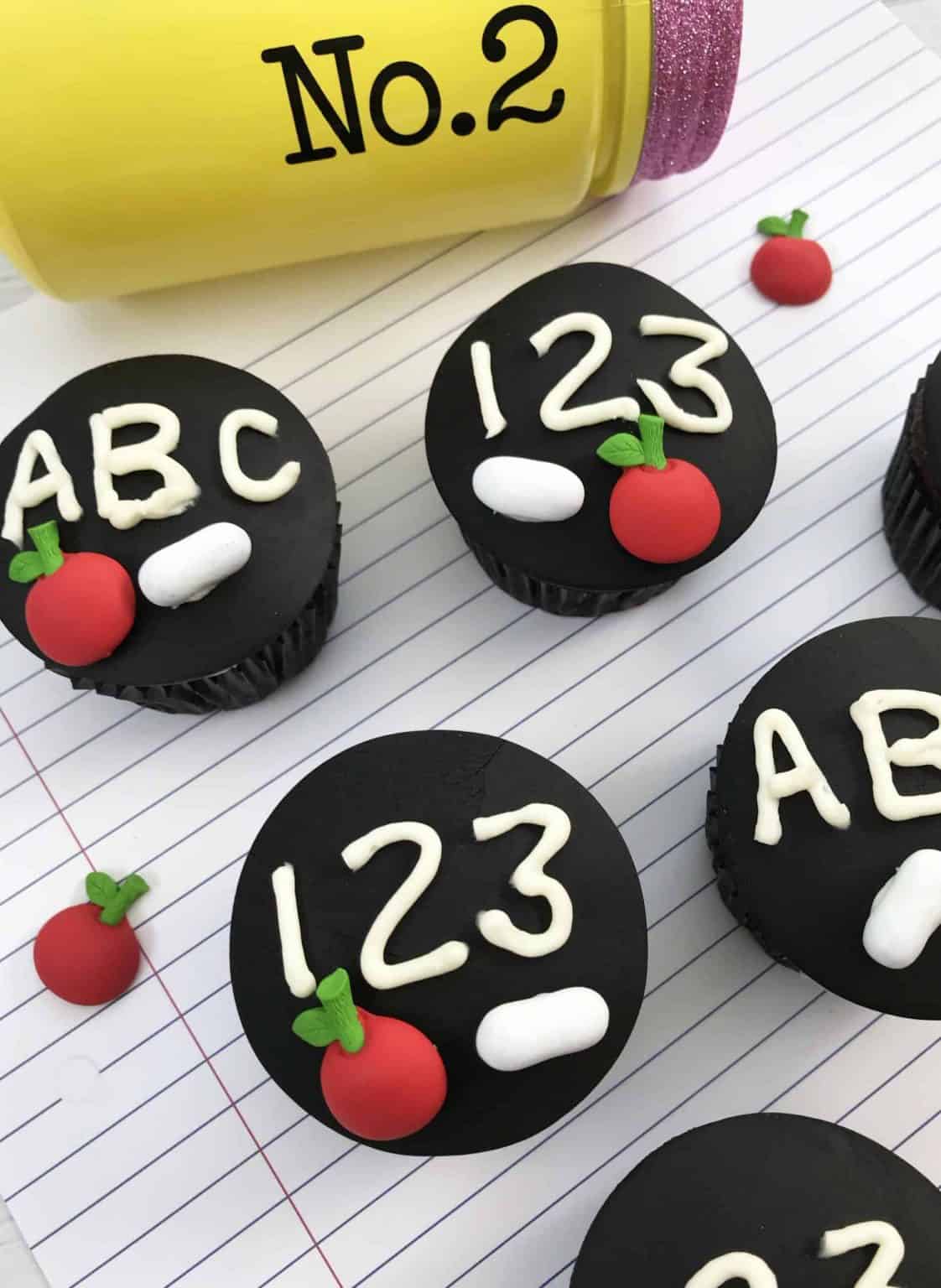 Back To School Cupcakes Decorated Like Chalkboards